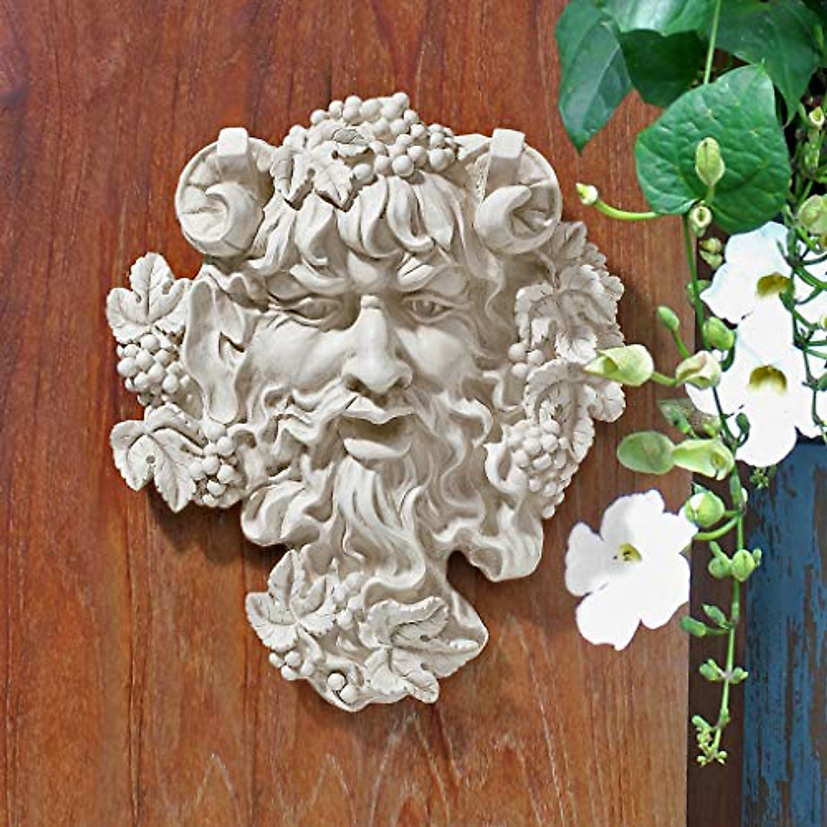 Design Toscano OS6212M Bacchus, Grape Harvest Wine Greenman Face Wall Sculpture, Medium Size, 10 inches wide, 12 inches tall, Handcast Polyresin, Antique Stone Finish