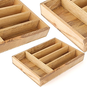 Alpha Living Home Utensil Organizer for Kitchen Drawers, 5 Compartments Utensil Drawer Organizer, Wooden Silverware Tray for Drawer, Cutlery Organizer in Drawer