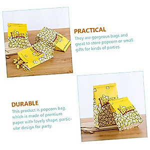 CIYODO 50pcs Popcorn Popcorn Bag Candy Gift Box Cardboard Gift Boxes Bulk Paper Bags Trick Movie Night Popcorn Containers Popcorn Supply Portable Popcorn Bag Snack Supply Christmas Yellow