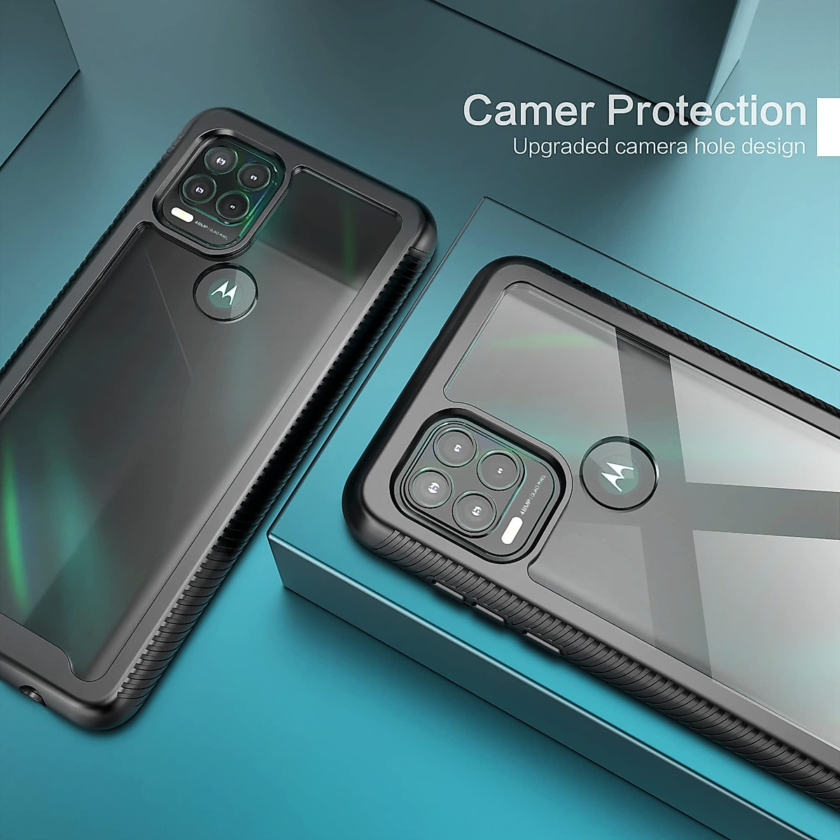 IDweel for Moto G Stylus 5G Case, Case for Motorola G Stylus 5G with Tempered Glass Screen Protector, Full-Body Slim Fit Shockproof Bumper Hybrid Clear Protective Phone Case for G Stylus 5G, Black