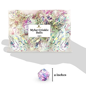 SunGrow Mylar Cat Crinkle Balls, 2", Shiny and Stress Buster Toy, Lightweight and Great for Use in Craft Projects, Toy Ball Suitable for Both Feline and Kids, Kitten Chew and Chase Balls for Exercise