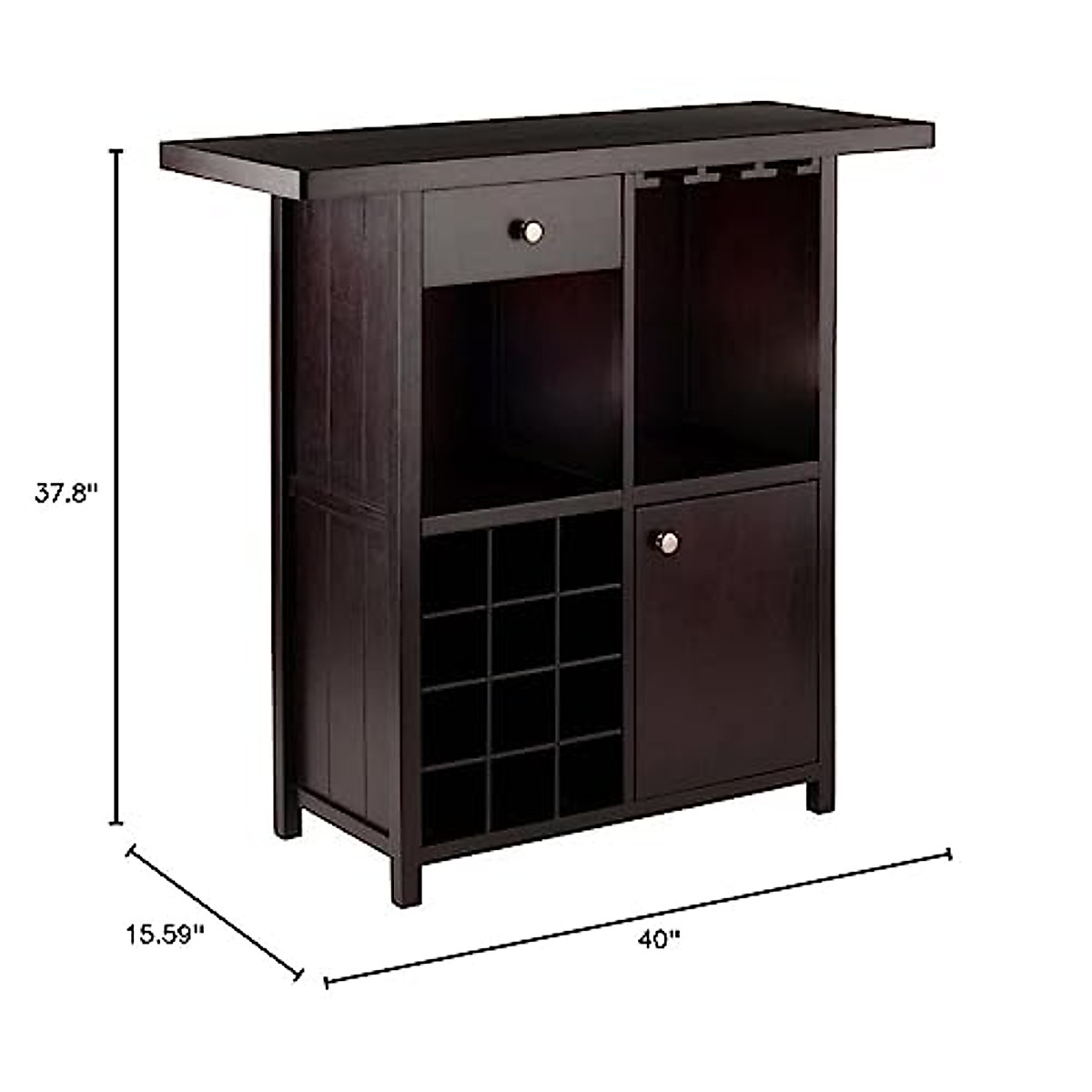 Winsome Macon Bar Wine Cabinet, Espresso