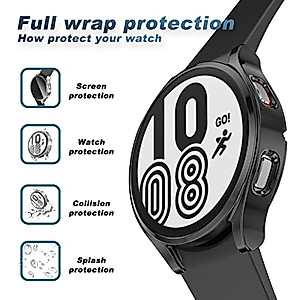 Rc-Z Screen Protector for Samsung Galaxy Watch 4 40mm, 4-Pack Soft TPU Bumper Full Around Face Cover Case Replacement Accessories for Samsung Galaxy Watch 4 40mm