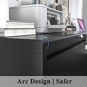 Hak Metal 3 Drawer Lateral File Cabinet with Lock, Black Office File Cabinet for Storing Legal/Letter A4 Size File, Mordent Locking Lateral Filing Cabinets for Home Office (Black)