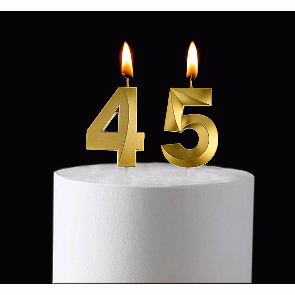 Gold 45 & 54 Birthday Candles, 45th & 54th Cake Toppers for Birthday Party Decorations, 45 Cake Candles for Men or Women