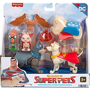 Fisher-Price DC League of Super-Pets Preschool Toys Figure Multipack, Krypto Ace PB Chip Pigasus & Lulu for Pretend Play Kids Ages 3+ Years