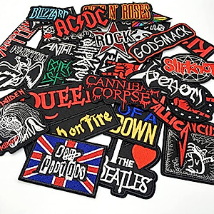 32pcs Heavy Meta Band Patches Iron on Rock Music Badges Hippie Punk Stickers for Clothes (B)