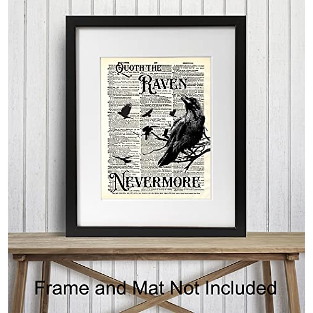 The Raven, Edgar Allan Poe, Nevermore - Medieval Decor - Gift for Wicca, Wiccan, Witchcraft, Occult Fan - Goth Room Decor - Gothic Home Decor - Creepy Scary Wall Art Picture - Halloween Decoration