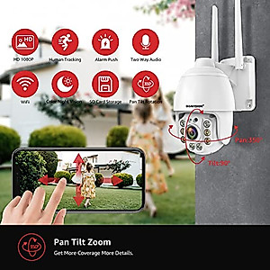 BOAVISION Security Cameras Wireless Outdoor,Home Security Surveillance Camera System,360° View WiFi Pan Tilt,Floodlight Color Night Vision,Motion Detection Tracking,2 Way Talk,SD Card Storage
