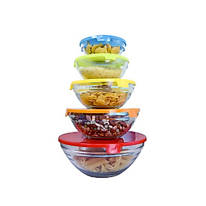 Home Basics Glass Food Storage Containers with Multi Color Plastic Lids