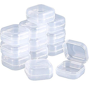 SATINIOR 12 Pack Clear Plastic Beads Storage Containers Box with Hinged Lid for Beads and More(1.37 x 1.37 x 0.7 Inch)