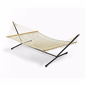 Fab Habitat Rope Recycled Polyester Hammock - Miami - Natural - Indoor/Outdoor, Quick Dry, 2 Person 400 lbs Capacity - Patio, Poolside, Backyard, Garden, Beach, Balcony - 12-14 ft Adjustable
