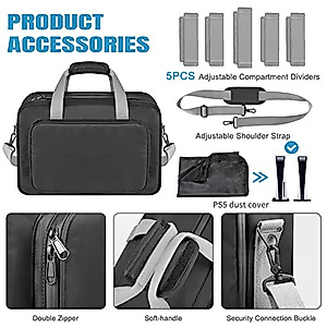 FOREGOER PS5 Travel Case, Carrying Case Travel Bag for Playstation 5 Console, Storage Bag for Games Accessories, Compatible with PS 5 Console Controller Disk Digital Edition -- Black