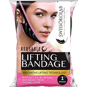 SWISSOKOLAB Reusable Face Slimming Strap Double Chin Reducer V Line Mask Chin Up Patch Chin V Up Contour Tightening Firming Tape Neck Bandage V-Line Lifting Patches V Shaped Belt (Lifting Bandage)