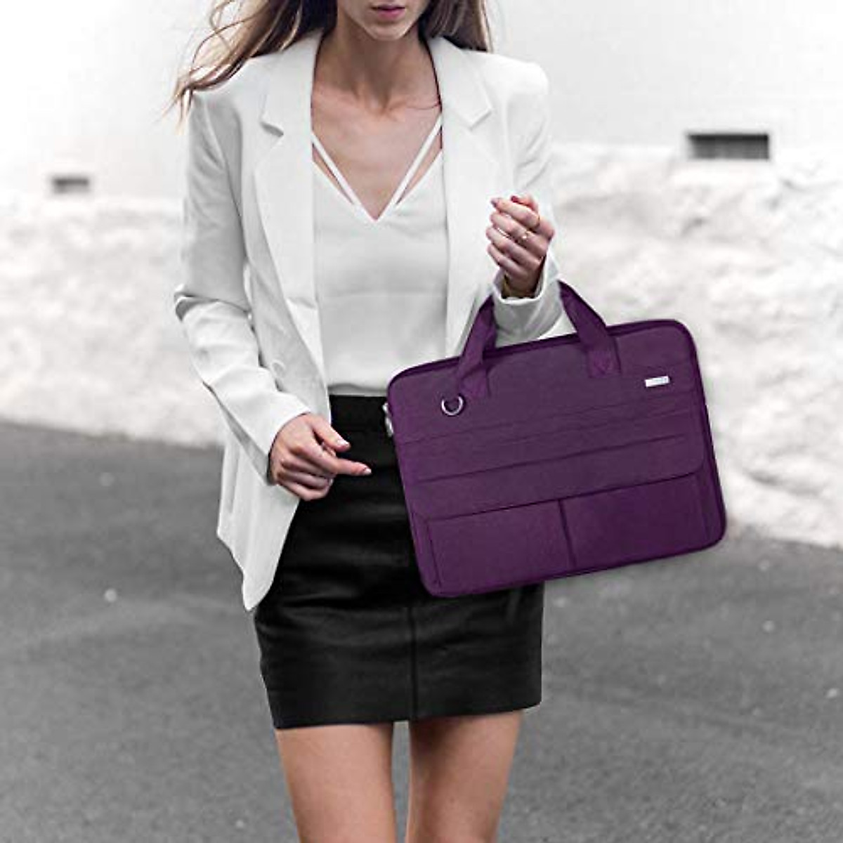 LANDICI Laptop Bag Case 17 17.3 inch for Women, Waterproof Computer Sleeve Cover Compatible with MacBook 17, 17-18 inch HP Acer Dell Lenovo ASUS Laptop, Slim Briefcase with Shoulder Strap, Purple