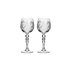 GIFTS PLAZA Set of 2 Vintage Russian Crystal Classic Red Wine Goblets on a Stem 8"H, Old-Fashioned Glassware