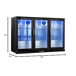 New Procool Refrigeration 3-door Glass Front Back Bar Beverage Cooler with Blue LED; 54" Wide