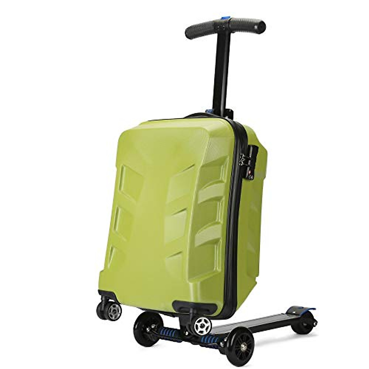 HBIAO Children's Luggage Suitcase, Kid's Riding Box Suitcase, Student Trolley Boarding Suitcase, Skateboard Trolley, Large-Capacity Travel Suitcase,Green