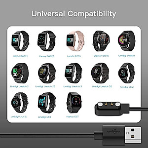 SENGKOB [2-Pack] 3.3FT Smart Watch Charger Magnetic USB Charging Cable for Letsfit Willful YAMAY VeryFitPro SW023 ID205L SW021 ID205U ID205S SW025 Uwatch 3S 3 2 2S