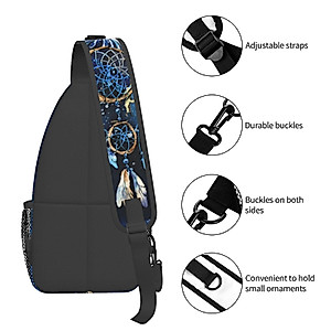 Dream Catcher With Eagle Sling Backpack Crossbody Shoulder Bags For Women Men Native American Indian Casual Daypacks Adjustable Chest Bag For Hiking Travel Cycling