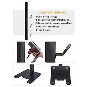 XIGOO Storage-Stand-Docking-Station-Holder Compatible with V15 Detect V11 V10 V8 V7 V6 Cordless Vacuum Cleaners & Accessories, Stable Metal Bracket Organizer Rack, Brushed Black