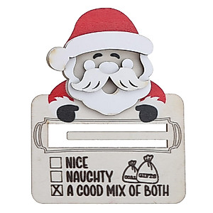 BIBABLYKE Christmas Cash and Gift Card Holder Santa Design, Multipurpose Wooden Clip for Money and Cards