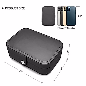 Zoe sunny small jewelry box - mini jewelry box - Women travel jewelry case, Portable small jewelry organizer for Rings Earrings Necklace, Gifts for Girls Women (Black)