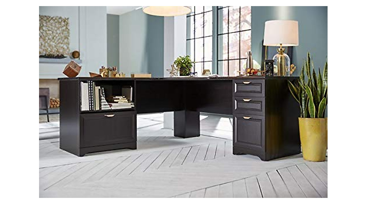 Elegant Realspace 71" L-Shaped Desk in Espresso