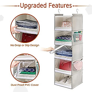 Vailando Hanging Closet Organizer for Closet Organizers and Storage, Hanging Shelves with Side Pockets for Wardrobe, Nursery, Baby Clothes Organization