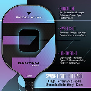 Paddletek Bantam TS-5 Pickleball Paddle | Professional Pickleball Paddles with Honeycomb Core, Textured Fiberglass Epoxy Hybrid Surface, Bantam PolyCore & High Tack Performance Grip | USAPA Approved