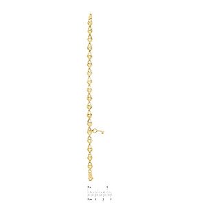 Floreo 10k Yellow Gold Textured Finish Heart Shape Lock and Key Link Charm Bracelet