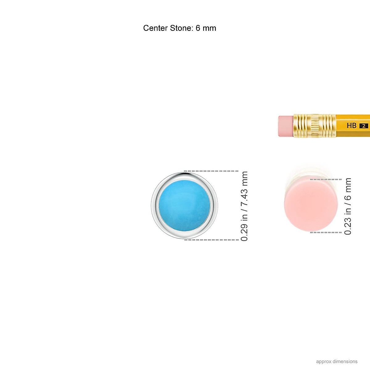 Angara Natural Turquoise Solitaire Pendant Necklace for Women in Sterling Silver (Grade-AAA | 6mm) Jewelry Gift for Her | Birthday | Wedding | Anniversary