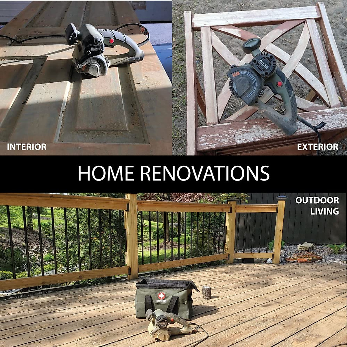 RESTORER Drum Sander Tool for Woodworking and 80 Grit Nylon Brush Wood Timber Cleaning Texturing Accessories Bundle