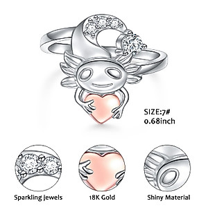 Yearace Axolotl Ring for Women 925 Sterling Silver Rose Gold Axolotl Ring Cute Animal Jewelry Gifts for Women Size 9