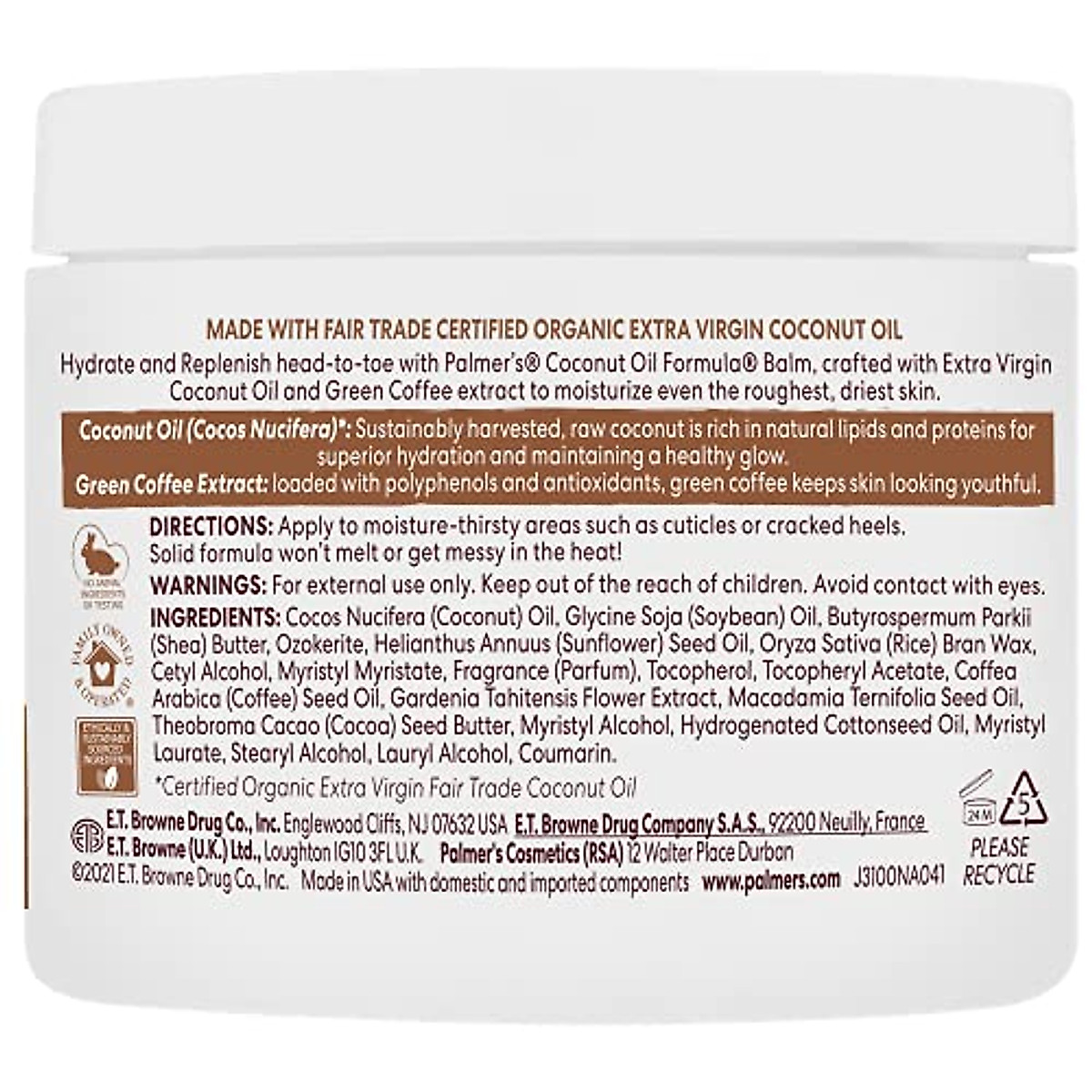 Palmer's Coconut Oil Formula Body Balm with Green Coffee Extract, 3.5 Ounce