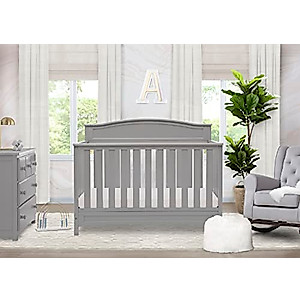 Delta Children Emery Crib 7-Piece Baby Nursery Furniture Set–Includes: Convertible Crib, Glider, Dresser, Changing Top, Crib Mattress, Sheets, & Changing Pad, Grey