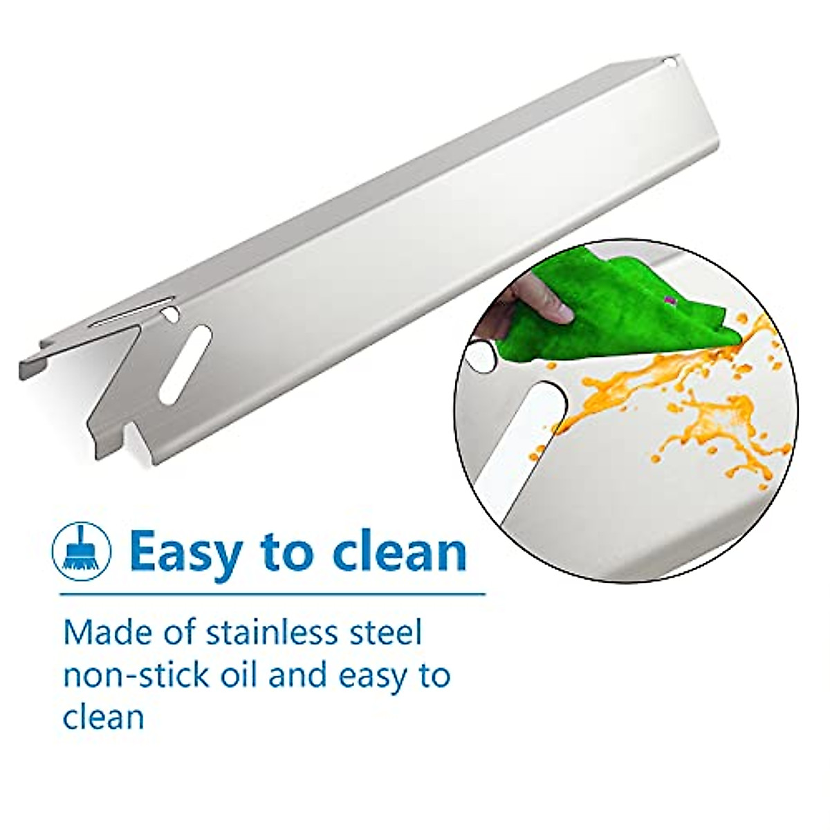 Zemibi Heat Plate Replacement for Brinkmann 810-4221-S, 810-6420-S Gas Grill Models, Heavy Duty Stainless Steel Burner Cover Flame Tamer, Heat Shield, Heat Tent Deflector, 14 7/8" x 3 1/8", 4-Pack