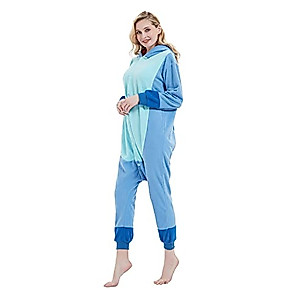 HvnTjvn Adult Onesie Stitch Animal Jumpsuit Unisex One-Piece Pajamas Cosplay Costume Sleepwear for Halloween christmas Women Men S