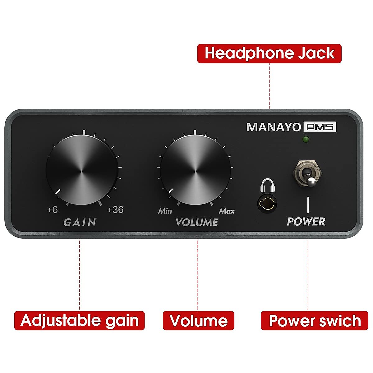 MANAYO Phono Preamp, Professional Mini Preamp for Turntable/Vinyl Record Player. Stereo Phonograph preamplifier Designed with RCA Input/Output, Headphone Jack, Adjustable Volume and gain