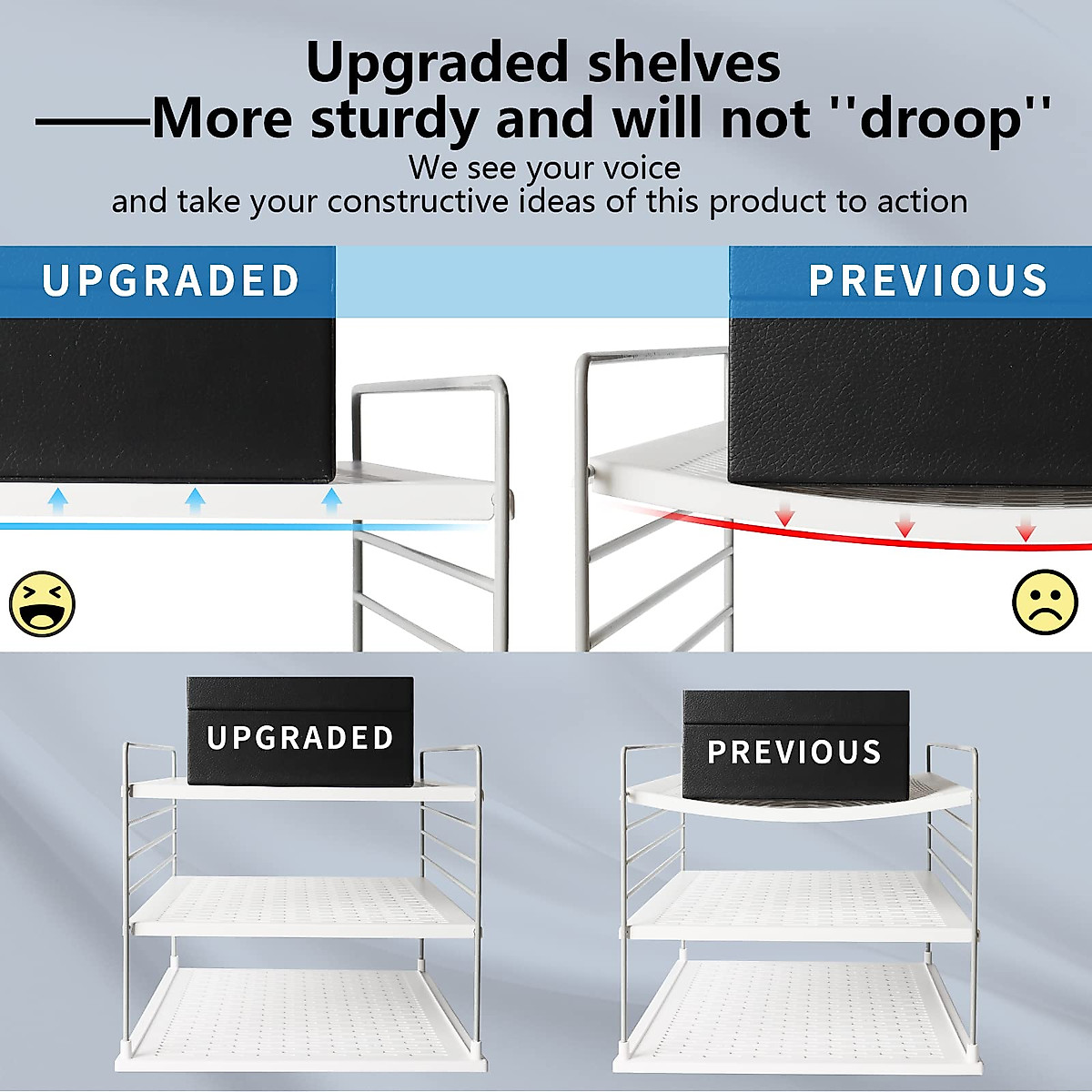 WANCHIY Upgraded Cabinet Organizers and Storage -Divided Compartment Holder for Plastic Bag, Wrap, Foil, Snack and Box for Kitchen Organization and Storage-Under Sink Organizers and Storage Suitable