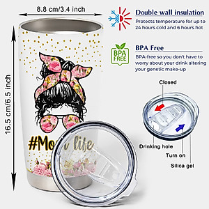 Dokazu Mom Life Tumbler Mom Nutrition Facts Cup Mom Gifts for Mother from Daughters Sons Birthday Gifts for Mom Travel Mug Funny Gifts for Women Mama Stainless Steel 20oz