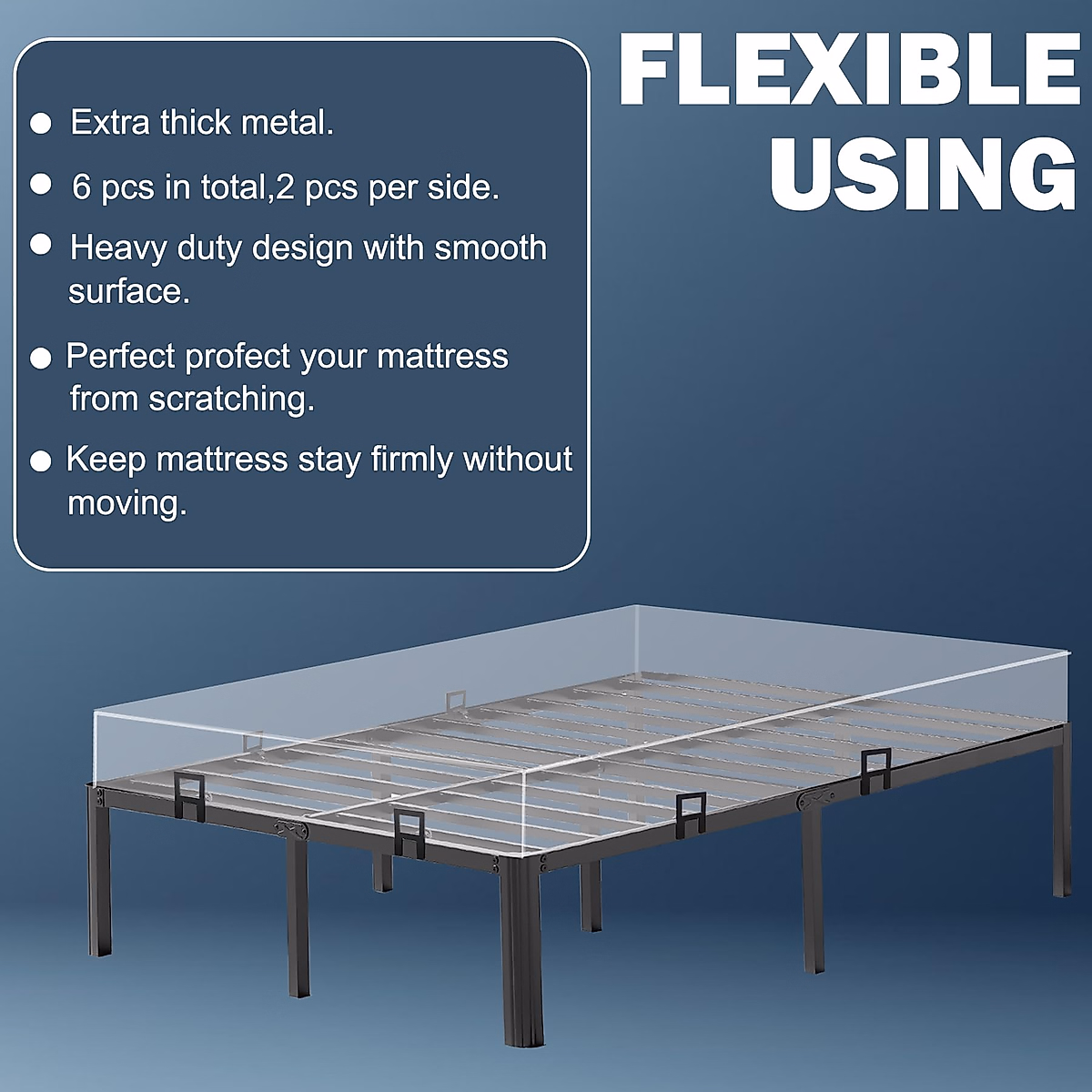 Mattress Slide Stopper Extra Thick Mattress Holder for Metal Bed Frame Non Slip Mattress Gripper Mattress Stoppers to Prevent Sliding 6 Pcs Mattress Gaskets for Twin Full Queen King Bed Frame