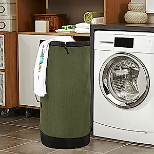 Army Green Backpack Laundry Bag Heavy Duty Extra Large Laundry Bag Resistant Dirty Travel Organizer Bag with Handles and Straps for College, Travel, Laundromat, Apartment 14.5 x 29.3 in 21013558