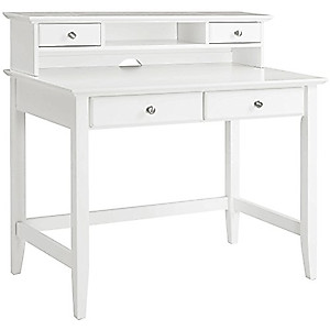 Crosley Furniture Campbell Writing Desk with Hutch - White