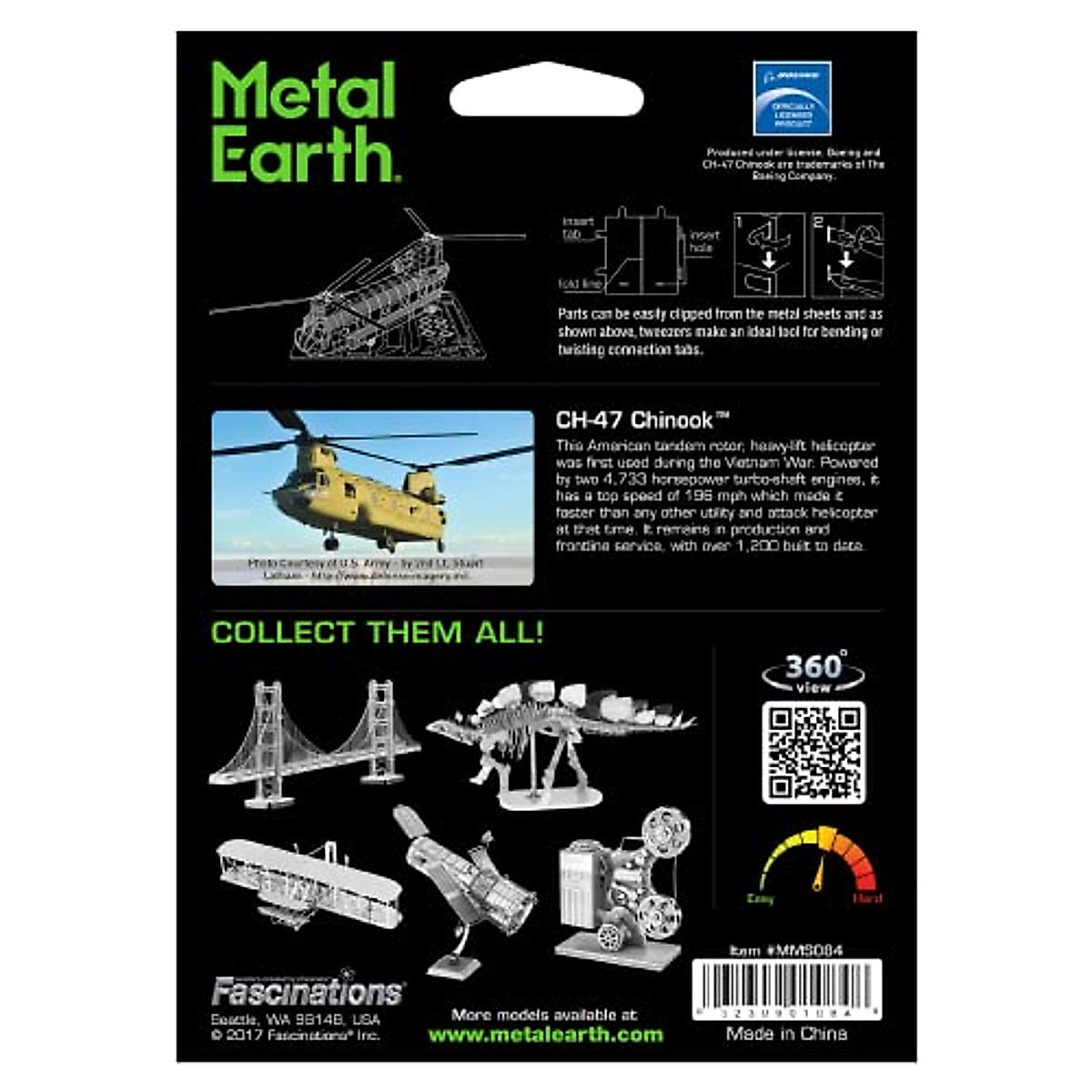 Metal Earth CH-47 Chinook 3D Metal Model Kit Bundle with Tweezers Fascinations