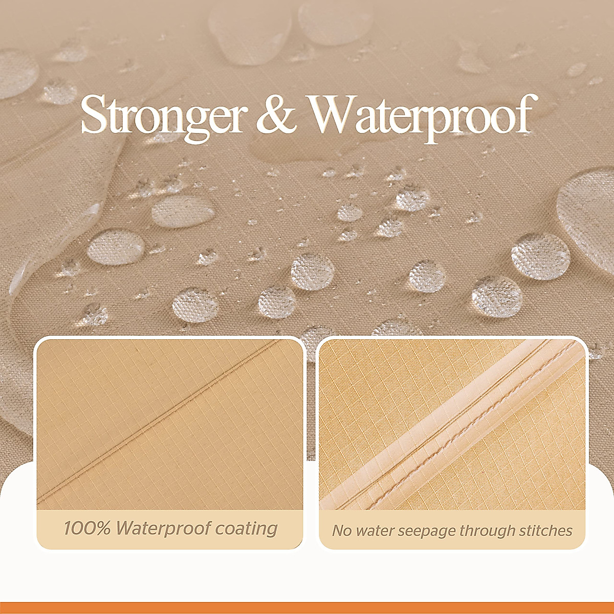 WJ-X3 Outdoor Waterproof Chaise Lounge Chair Cover, 38W x 84D x 34H, Beige & Coffee, 2 Pack