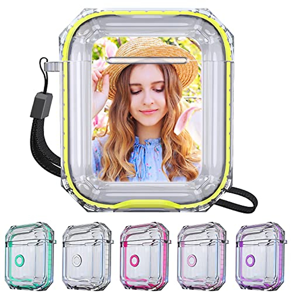 AIPNIS Custom Photo AirPods Case,Personalized Transparent TPU Shockproof Protective Case Gift,for Airpods 1&2 Cover, with Hand Rope