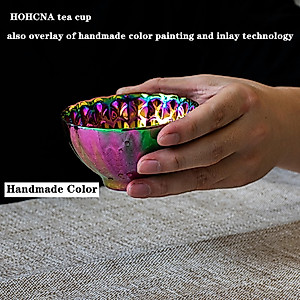 HOHCNA Jianzhan Tenmoku Tea Cup with Golden Peacock, 3D Chinese Kungfu Tea Cup Porcelain Master Teacup - 5 oz