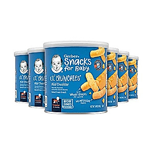 Gerber Snacks for Baby Lil Crunchies, Mild Cheddar, 1.48 Ounce (Pack of 6)