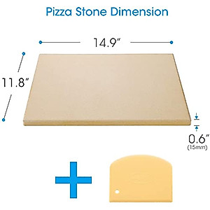 Unicook Heavy Duty Cordierite Pizza Stone, Baking Stone for Bread, Pizza Pan for Oven and Grill, Thermal Shock Resistant, 15 x 12 Inch Rectangular, 6.6Lbs